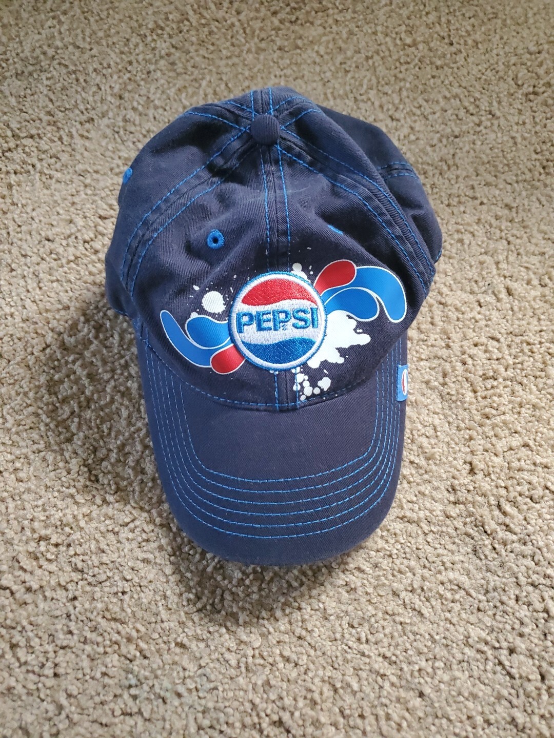 Pepsi Cola Splash Logo Navy Blue Adjustable Slouch Ca… - Gem