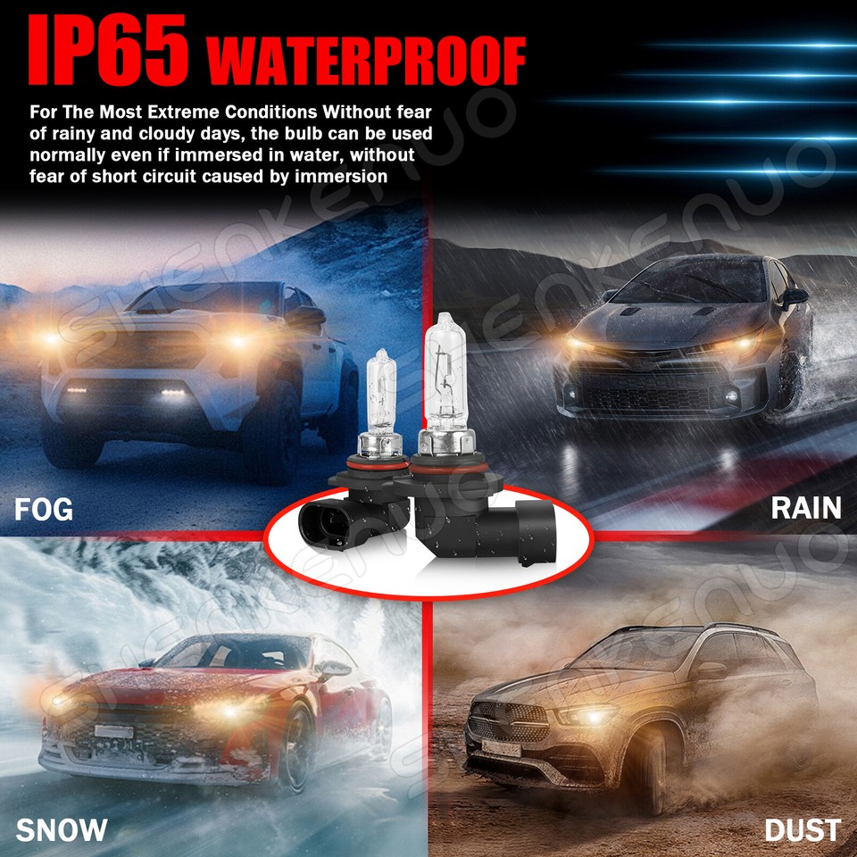 9005 Halogen Headlight Bulbs High Beam 100W 4000LM Bright 6000K White ...