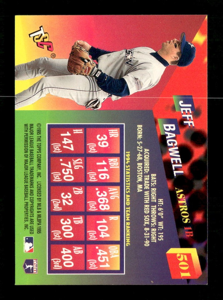 Jeff Bagwell 1995 Stadium Club #501 Houston Astros MLB | eBay
