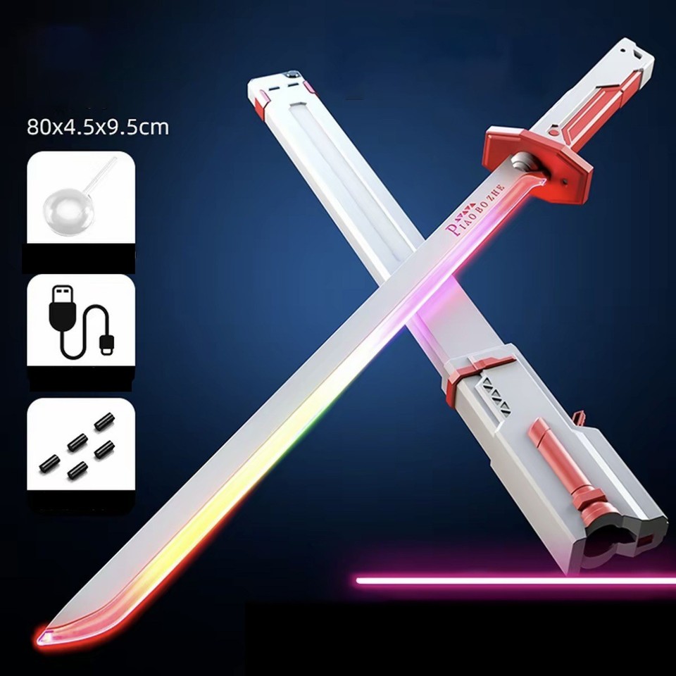 Colorful Streamer Glowing Sword Toys Spark&Smoke Effect Cosplay Katana ...