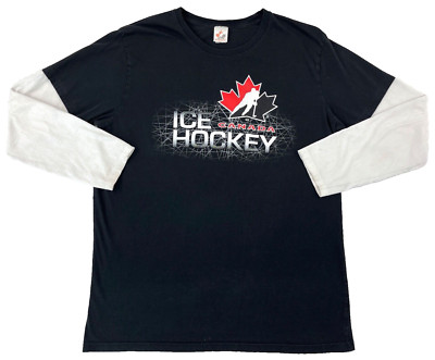 Team Canada Shirt Mens Extra Large Black White Logo Ice Hockey Long ...