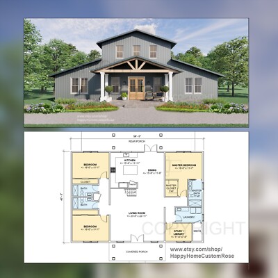 Two Story Monitor Barndominium House Construction Plans - Drawings ...