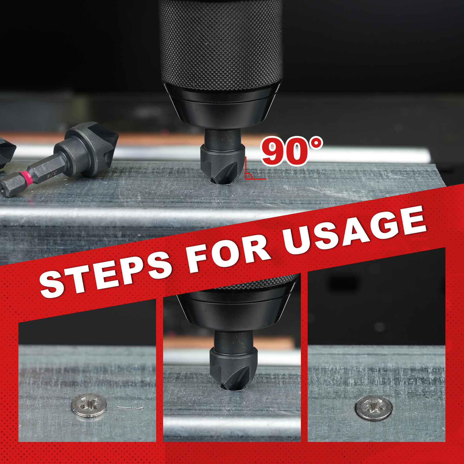 5PCS EZARC 82° 5 Flute Countersink Drill Bit Set for Metal 1/4 In Hex ...