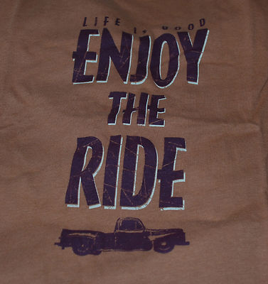 M NWT Men's Life is Good Enjoy The Ride Truck Semifitted Orange SS ...