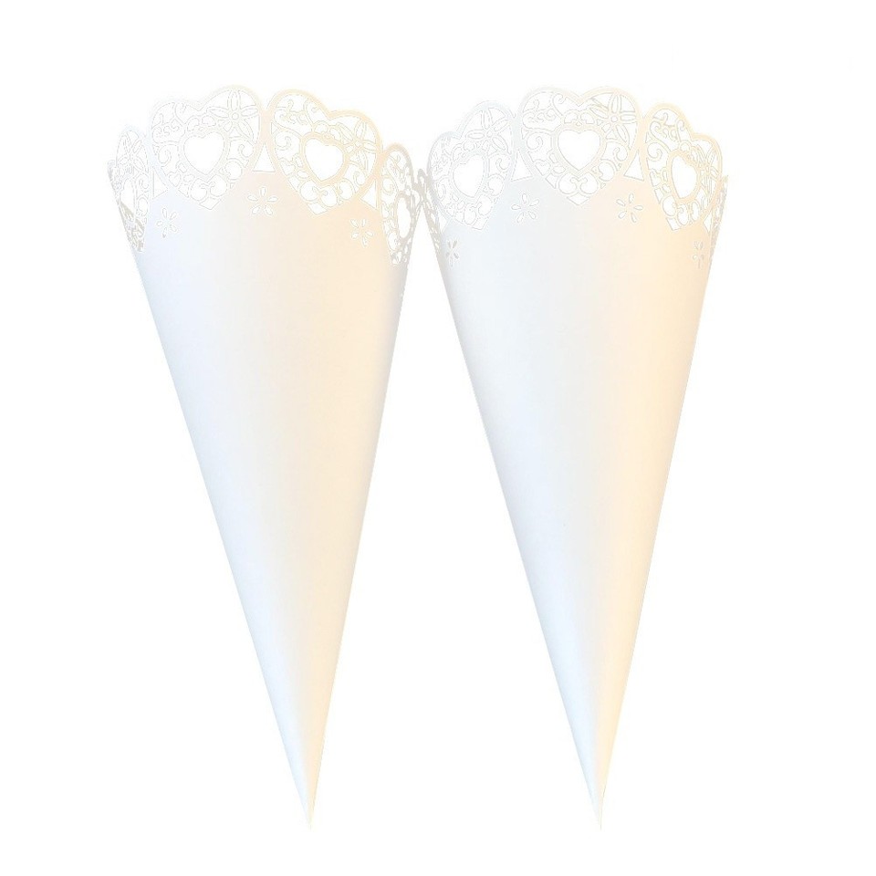 50pcs Hollow out Heart Pattern Dried Flower Cone Wrappers DIY Lace ...