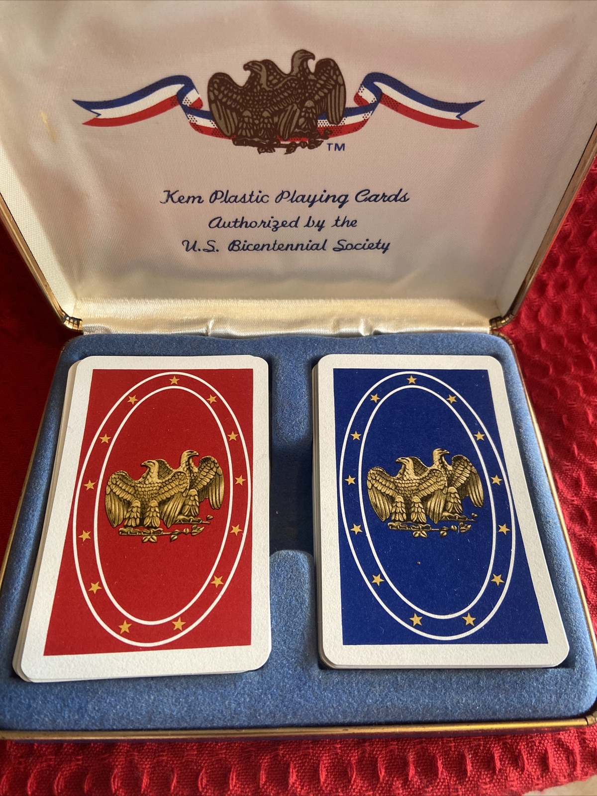 VTG KEM Plastic Coated Playing Card Set Case US Bicentennial Society vtg-kem-plastic-coated-playing-card-set-case-us-bicentennial-society