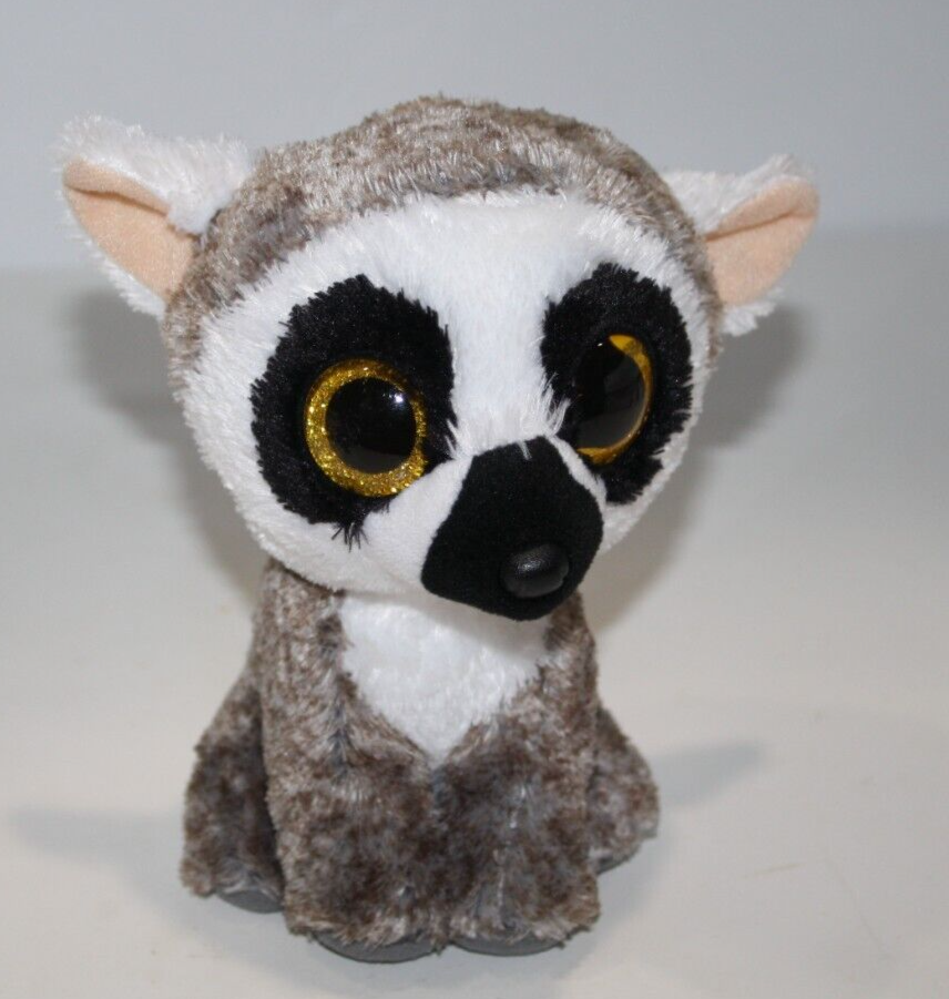 TY Silk Beanie Boos LINUS the Lemur Gray Plush 6" Stuffed Soft Toy Boo ...