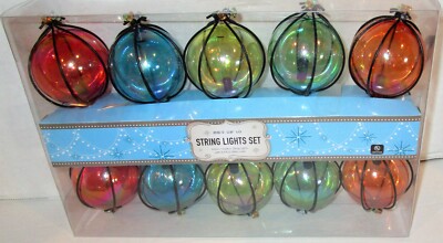 Globe Patio String Light Set ~ Assorted Colored Globes W/Black Wire Set ...