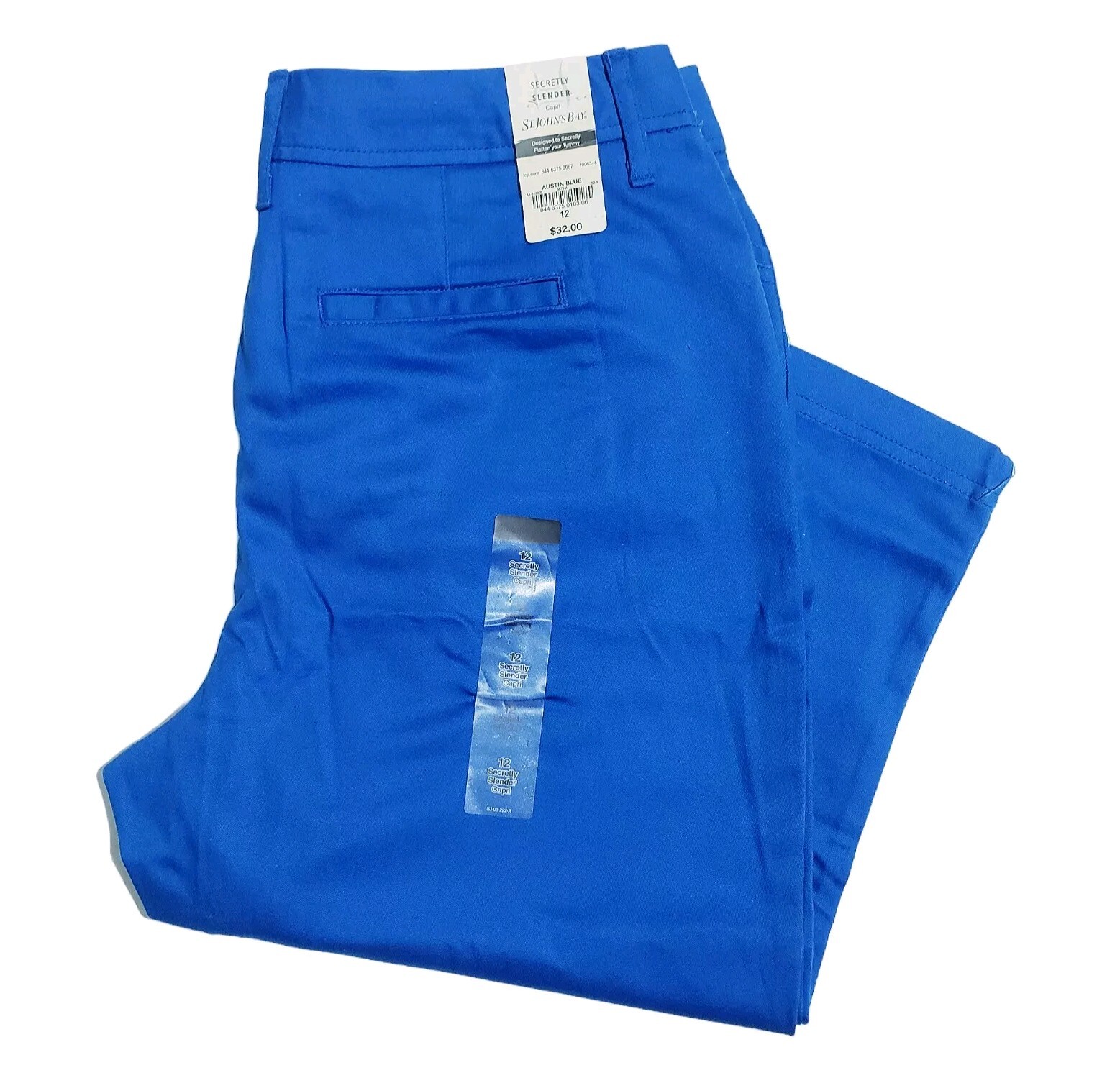 St Johns Bay Womens Secretly Slender Capri Pant Austin Blue Size 12 NWT ...