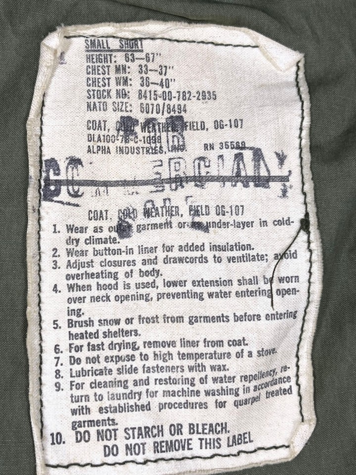 Vintage Alpha Industries 1970 Vietnam M65 Field Jacket OG-107 Small ...