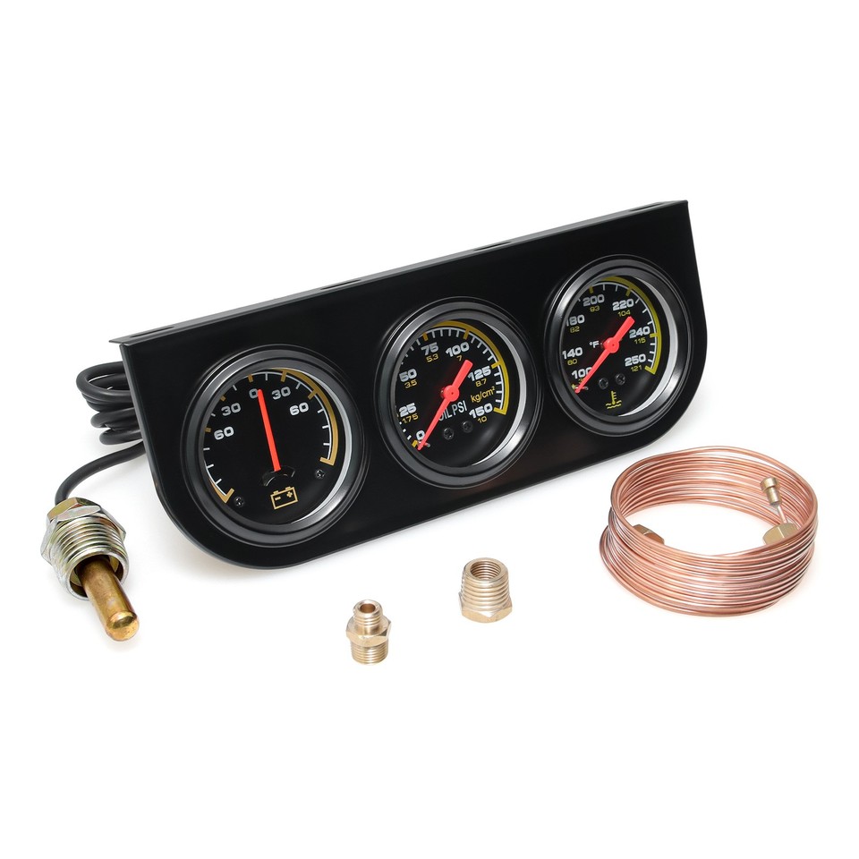 2" 52mm 3-in-1 Auto Car Triple Gauge Set Kit Water Temp Oil Pressure ...