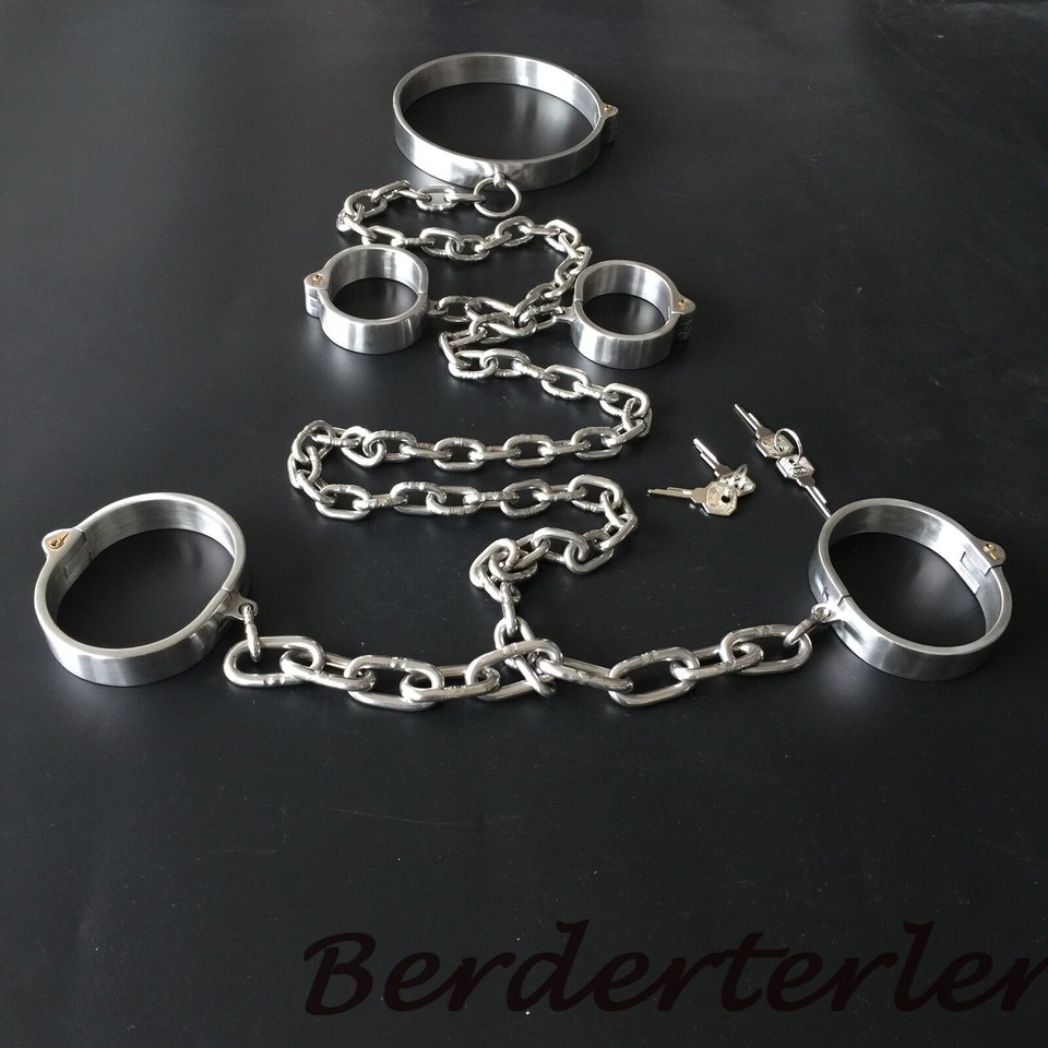 Bondage Set Slave Handcuffs Ankle Cuffs Neck Collar Heavy Duty ...