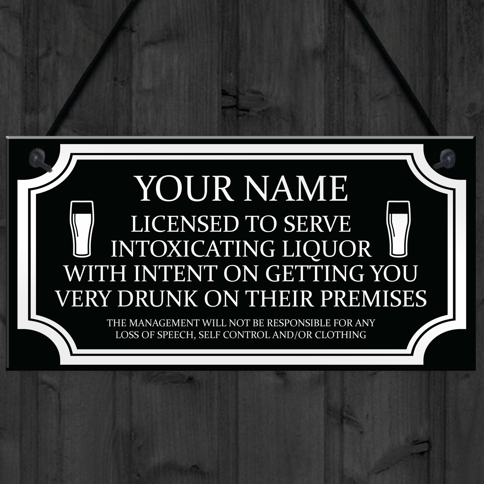 Licensee Sign BAR Home Bar Man Cave Pub Garden Sign Beer Vodka Gin Gift ...