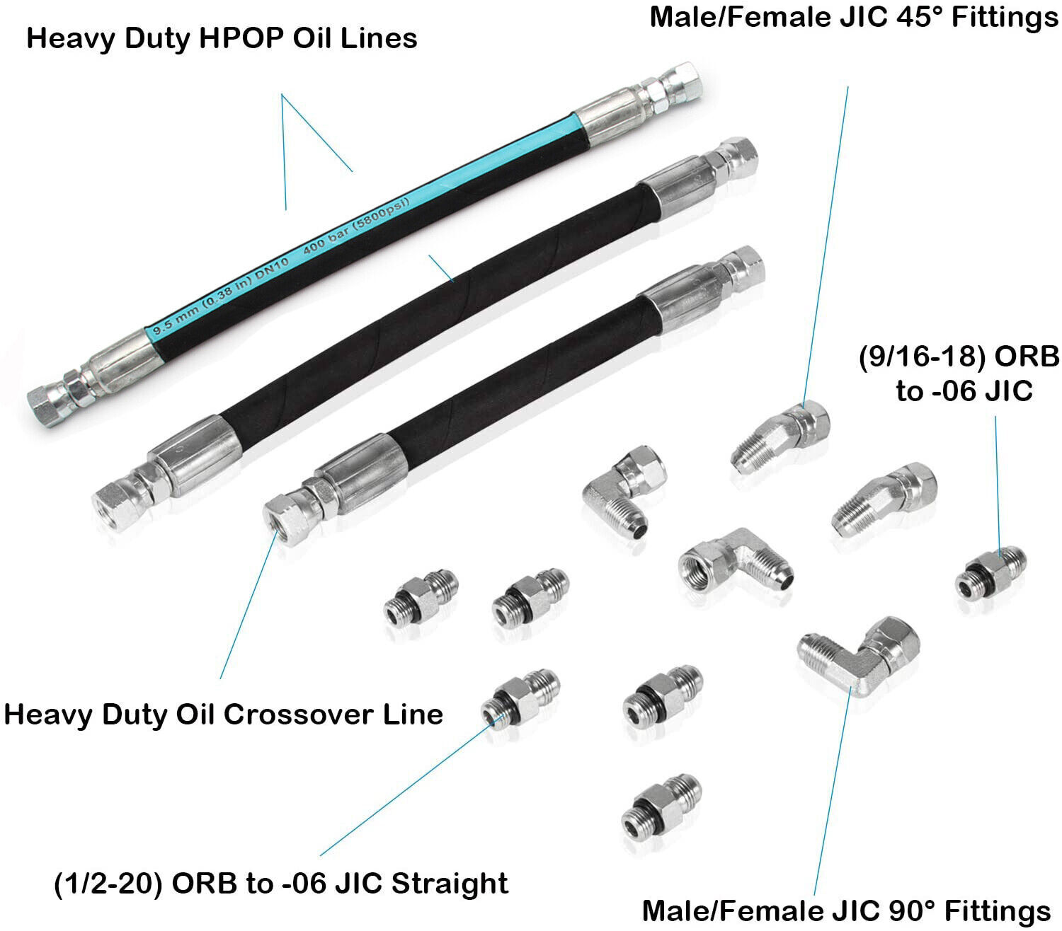 7.3L Engines HPOP Hoses Lines Kit & Crossover For 1999-2003 Ford High ...