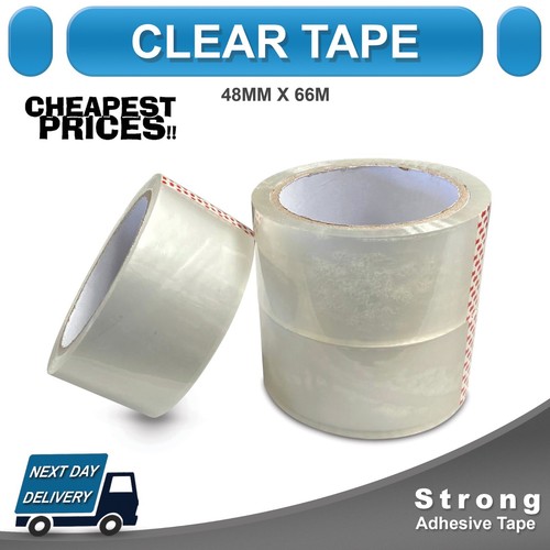 CLEAR STRONG PARCEL PACKING TAPE SELLOTAPE PACKAGING 48MM X 66M CARTON ...