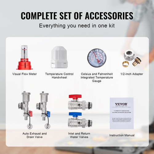 3-Branch Radiant Heat Manifold 1/2" PEX Tubing Floor Heating Manifold ...