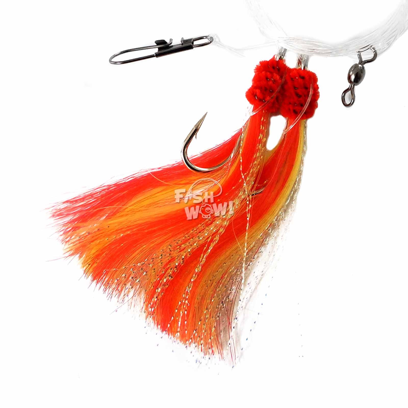 20pks 5/0 Fishing Shrimp Fly Rigs Bait Krystal flash Rockfish Rock Cod ...