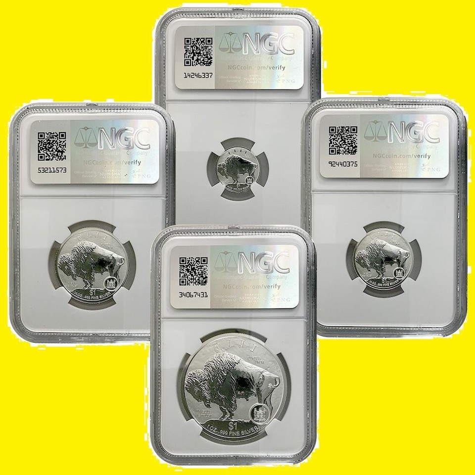 2023 Silver Buffalo 4 coins Set 1.9 oz 999 silver NGC RV PR 70 ER pss ...