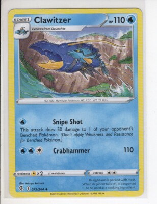 CLAWITZER FUSION STRIKE SET POKEMON CARD 075/264 LP | eBay