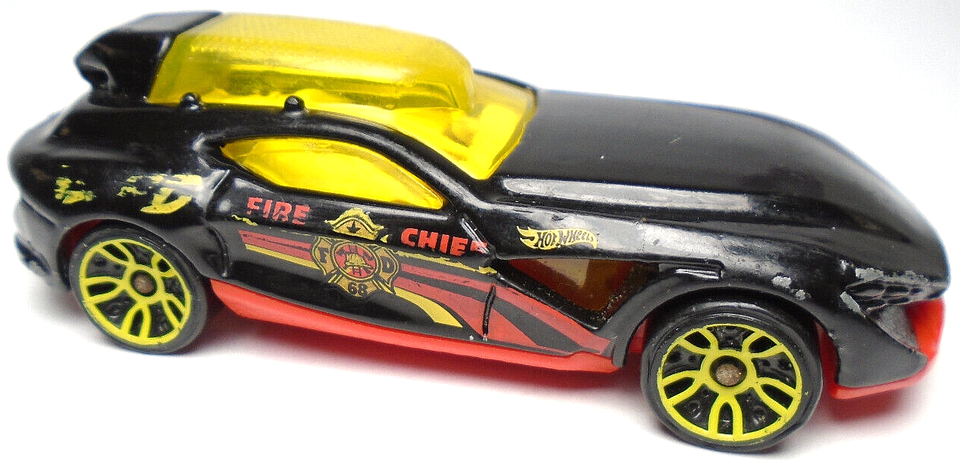 2017 HOT WHEELS FAST MASTER FIRE CHIEF BLACK 2 3/4" DIECAST CAR W/ RED ...