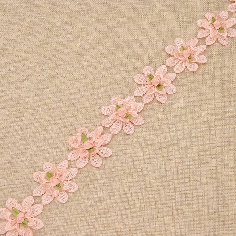 Flower Lace Pearl Trim Sewing Applique Fabric Embroidery Wedding Bridal ...