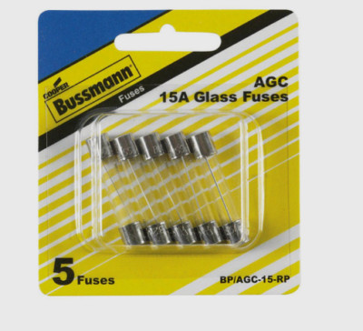 Bussmann Buss 15 amps 32 volts AGC Automotive Fuse Glass Tube 5pk BP ...
