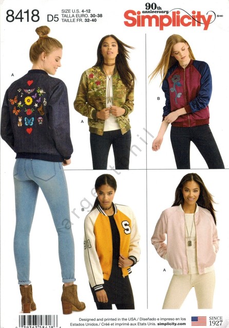 Simplicity 8418 Women's Lined Bomber Jacket Sewing Pattern for sale ...