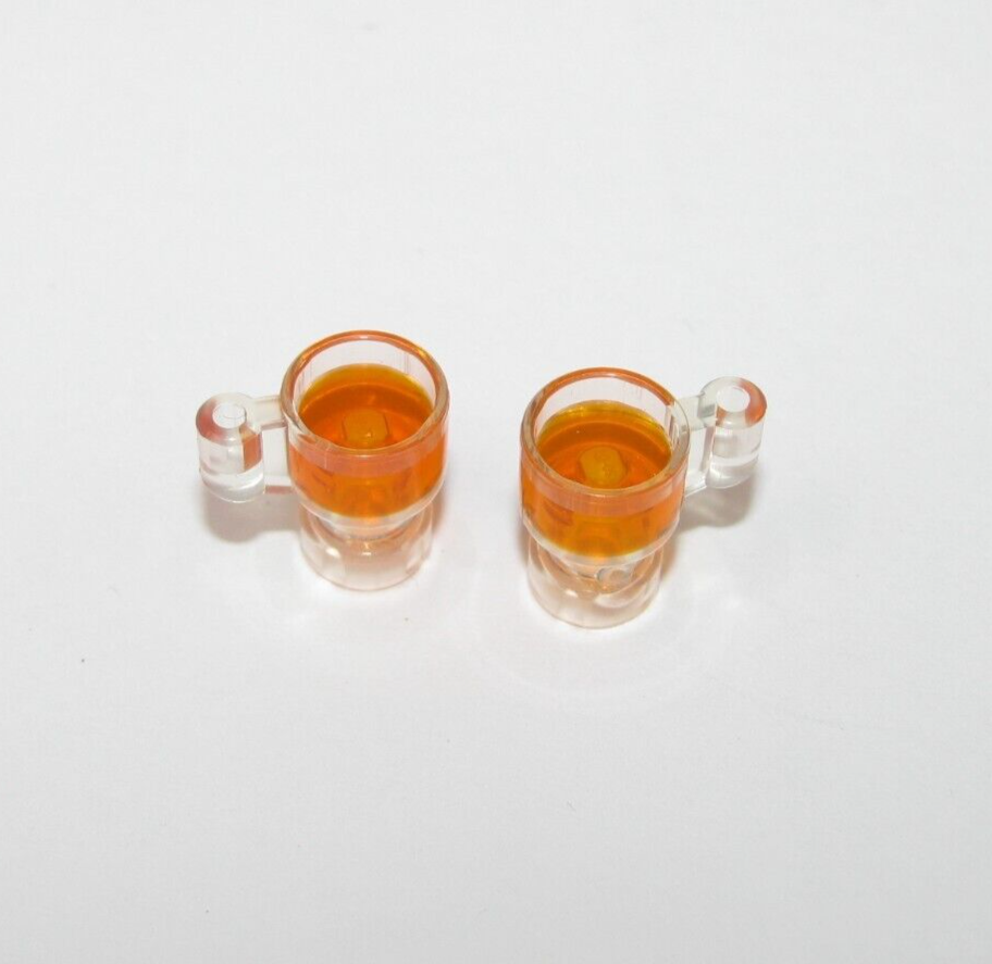 2 Lego Beer Mug Utensil Stein / Cup with Trans Orange Drink Minifig ...