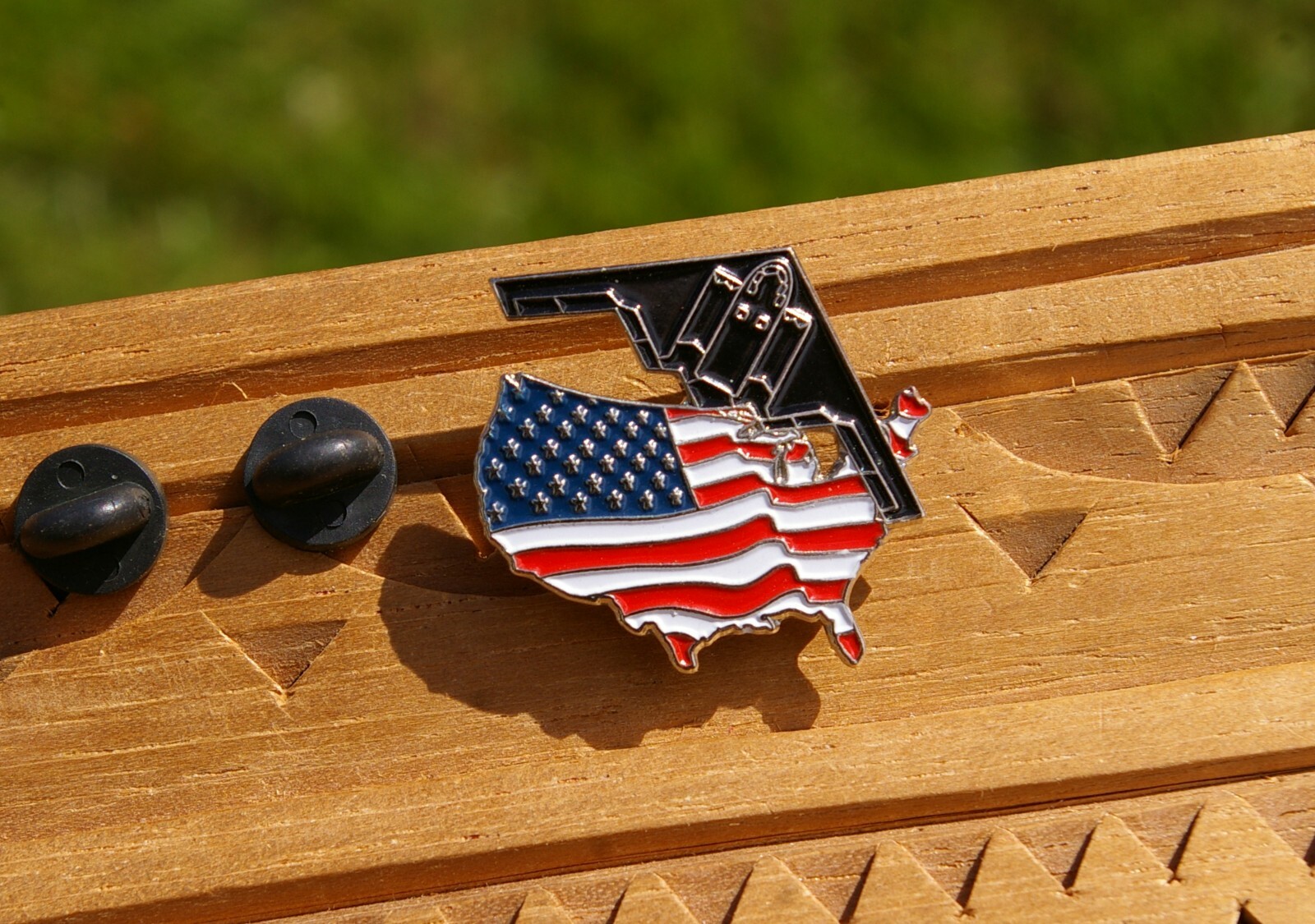 USA Flag America Stealth Aircraft 1 3/8" Gold Tone Metal & Enamel Pin ...
