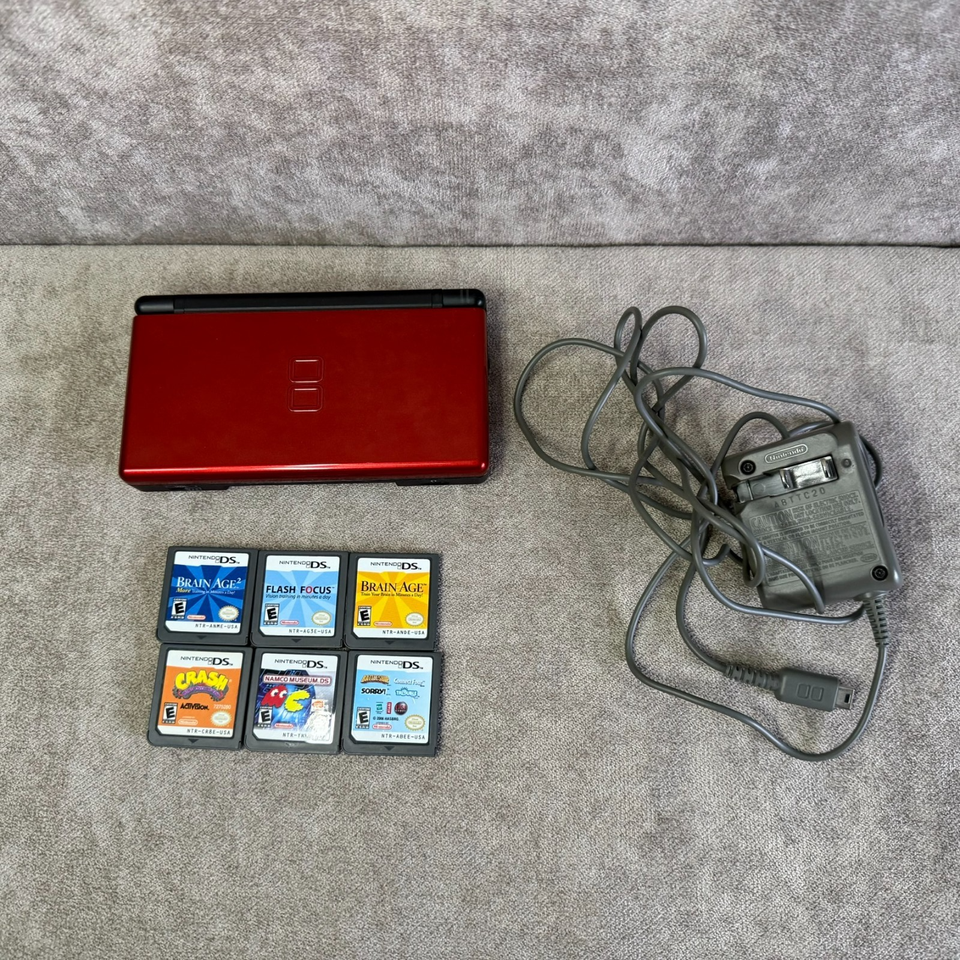 Nintendo DS Lite Red & Black Console With Charger and 6 Games | eBay