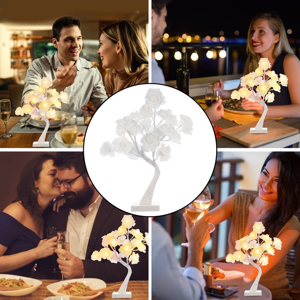 1pc Desktop Light Rose LED Lamp Unique Table Lamp Bedside Lamp for Home ...