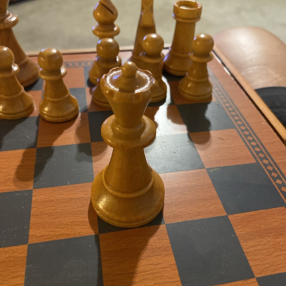 Vtg Horn McCrillis Staunton Wooden Chess Set Pieces 3 1/4” King ...