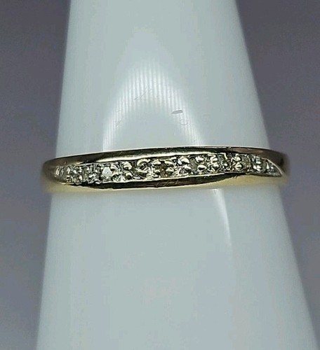 10k Yellow Gold Diamond Band Ring Size 8 1.08g (Has A Dent) | eBay