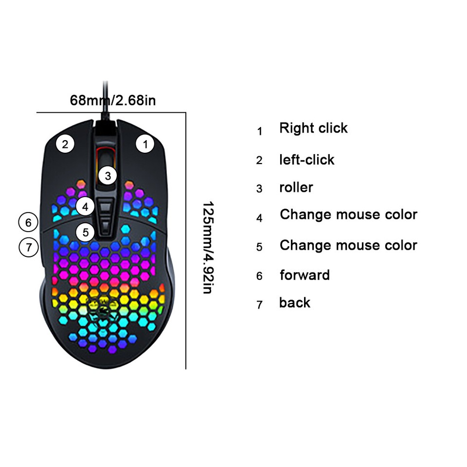 Gaming Mice Mouse 6400 DPI USB RGB Flowing Backlit Light Wired PC ...