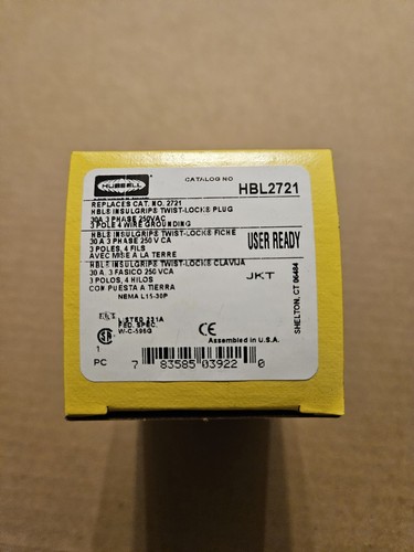 Hubbell Wiring Device-Kellems HBL2721 30A Twist-Lock Plug 3P 4W 250V ...
