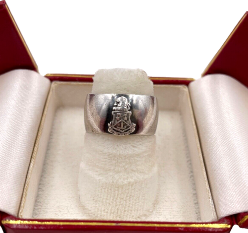 SORORITY CREST ALPHA DELTA PI THICK RING STERLING SILVR LION CANDLE ...