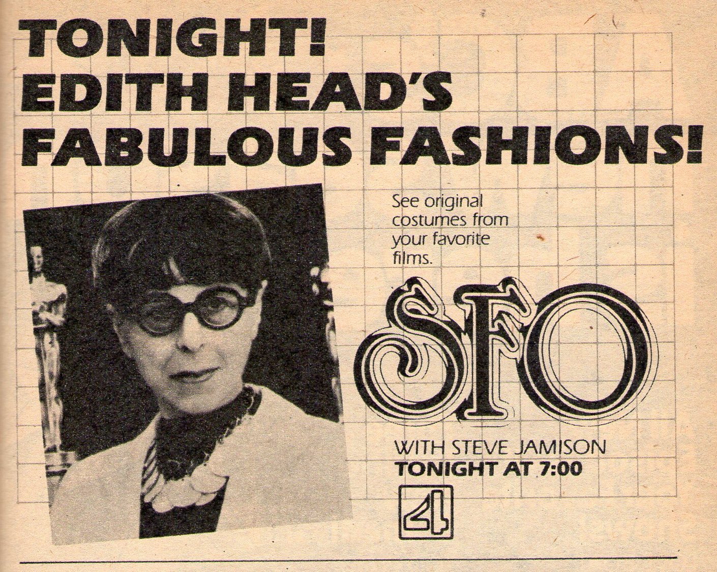 1980 TV AD ~ SFO STEVE JAMISON EDITH HEAD ACADEMY AWARD WINNING COSTUME ...