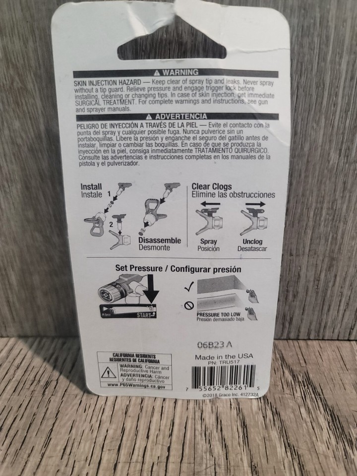 Graco True Airless Spray Tip 517 Interior/Exterior Paint 10" Fan Width ...