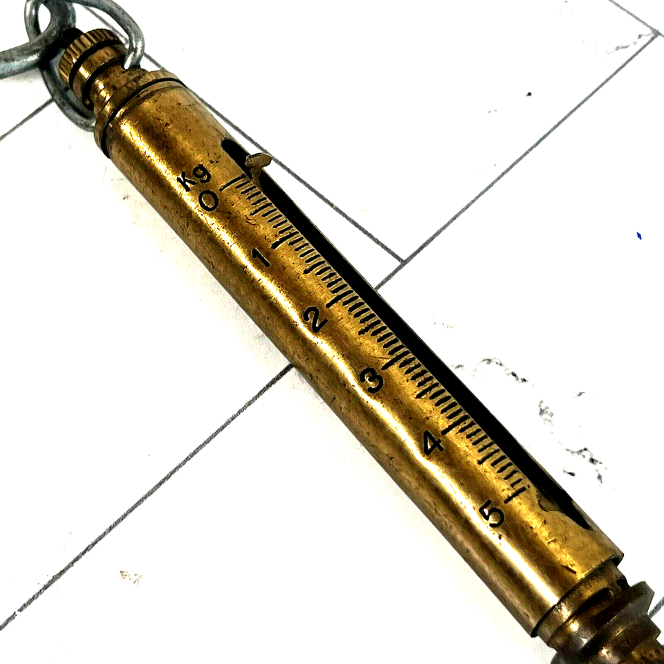 Vintage Chatillon Portable 10 Lbs Kg 5 Hanging Spring Scale Shiny Brass ...