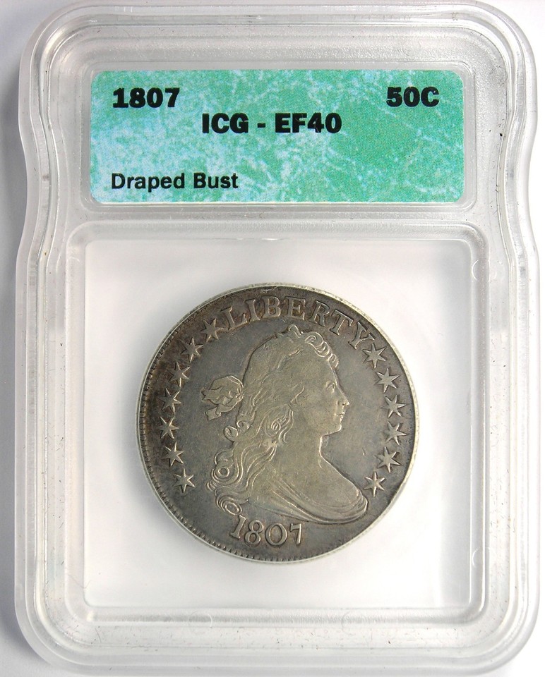 1807 Draped Bust Half Dollar 50C Coin - Certified ICG XF40 (EF ...