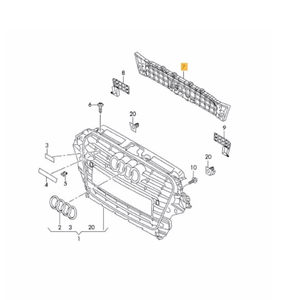 Audi Q5 Front Bumper Center Grille Support Bracket 2012 to 2017 ...