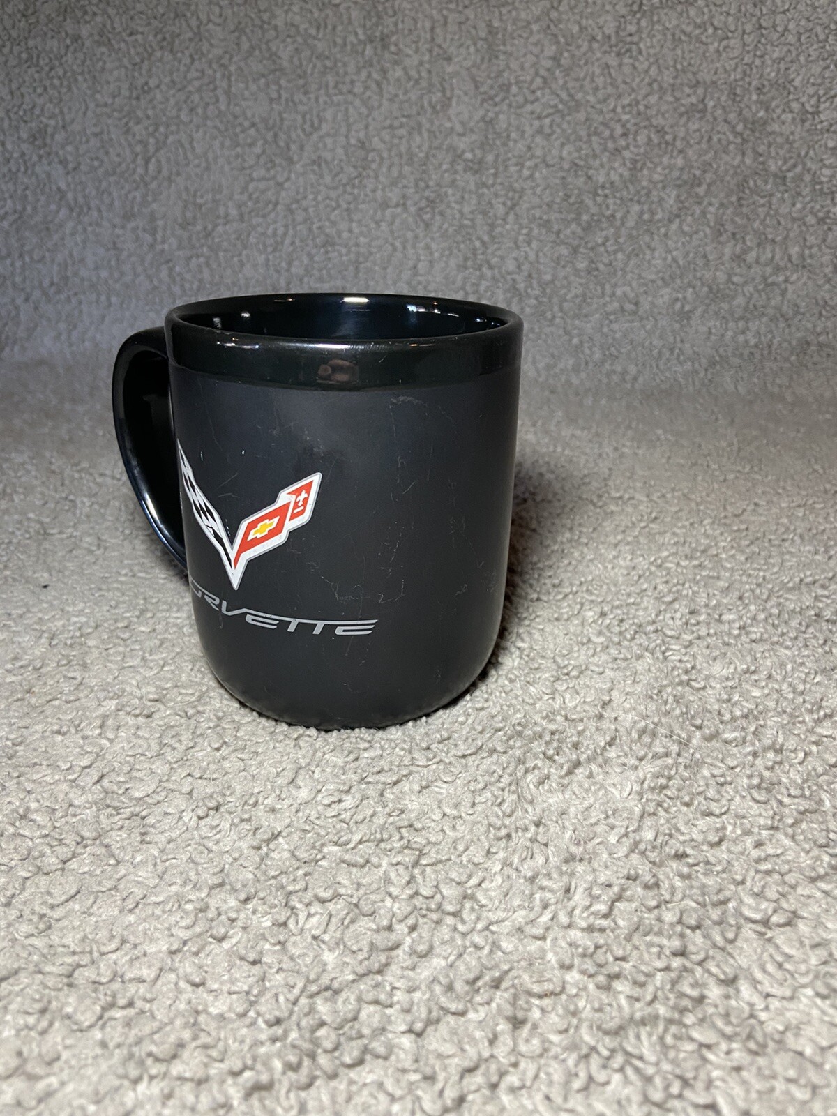 2014-2019 C7 Corvette Coffee Mug Style Matte Black with Crossed Flags ...