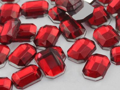 8x6mm Red Ruby H103 Flat Back Octagon Acrylic Gemstones - 100 PCS | eBay