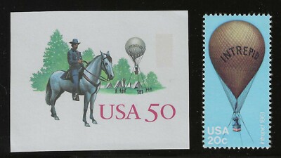 INTREPID UNION SPY BALLOON - CIVIL WAR - THADDEUS LOWE - 2 U.S. POSTAGE ...