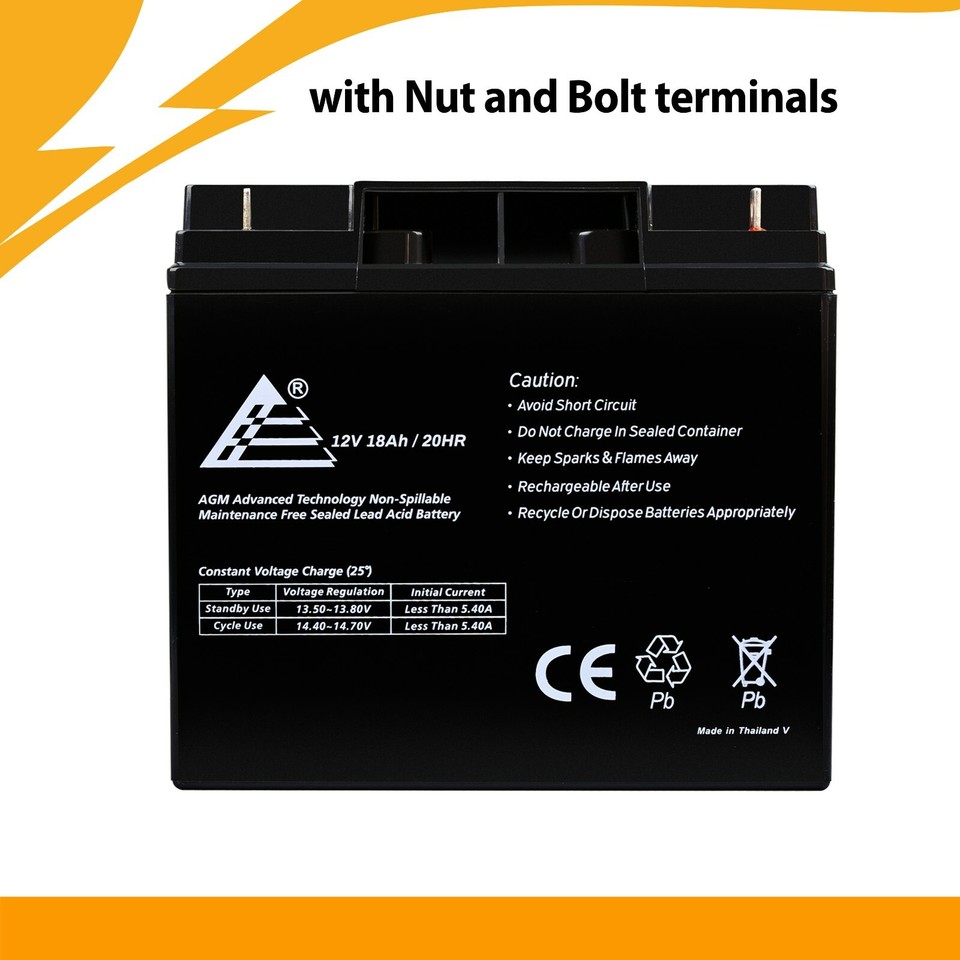 12V 18Ah SLA Sealed Lead Acid Replacement Battery for Universal Battery ...
