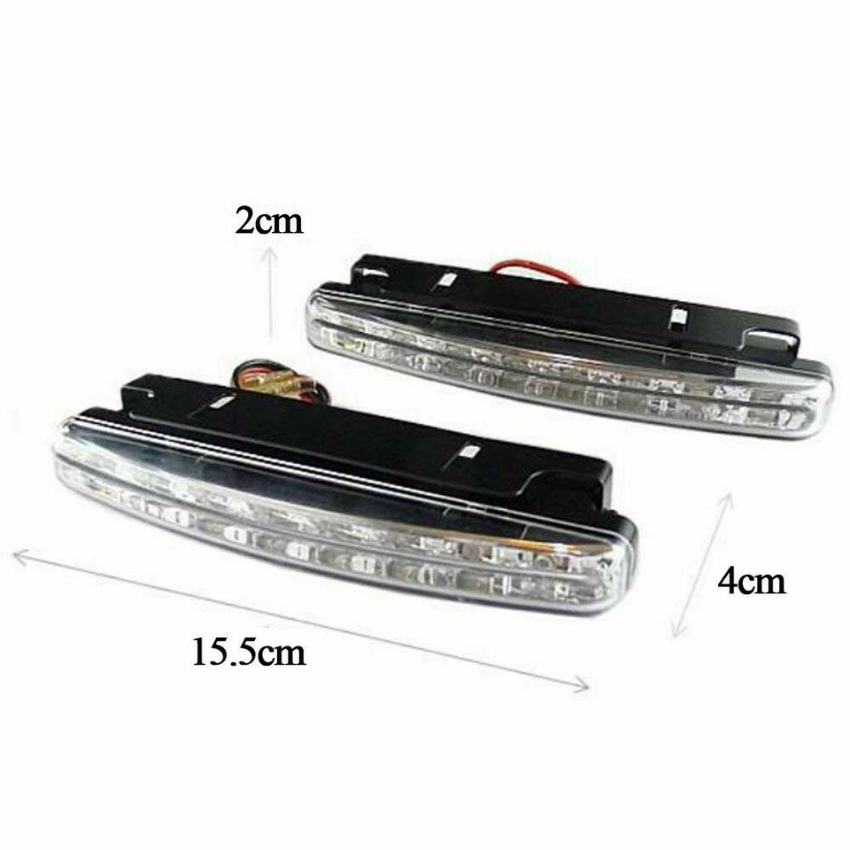 2x 8 LED Daytime Running Lights Car Driving DRL Fog Lamp Light White ...