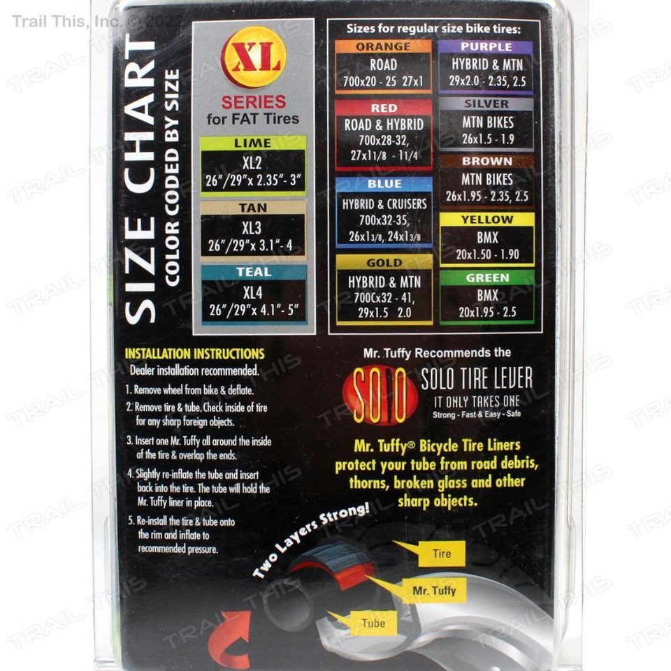 Mr.Tuffy 2XL 26" or 29" x 2.35-3" Tire (2) Liners Fat MTB Bike Stops Flats Lime 800877282581| eBay