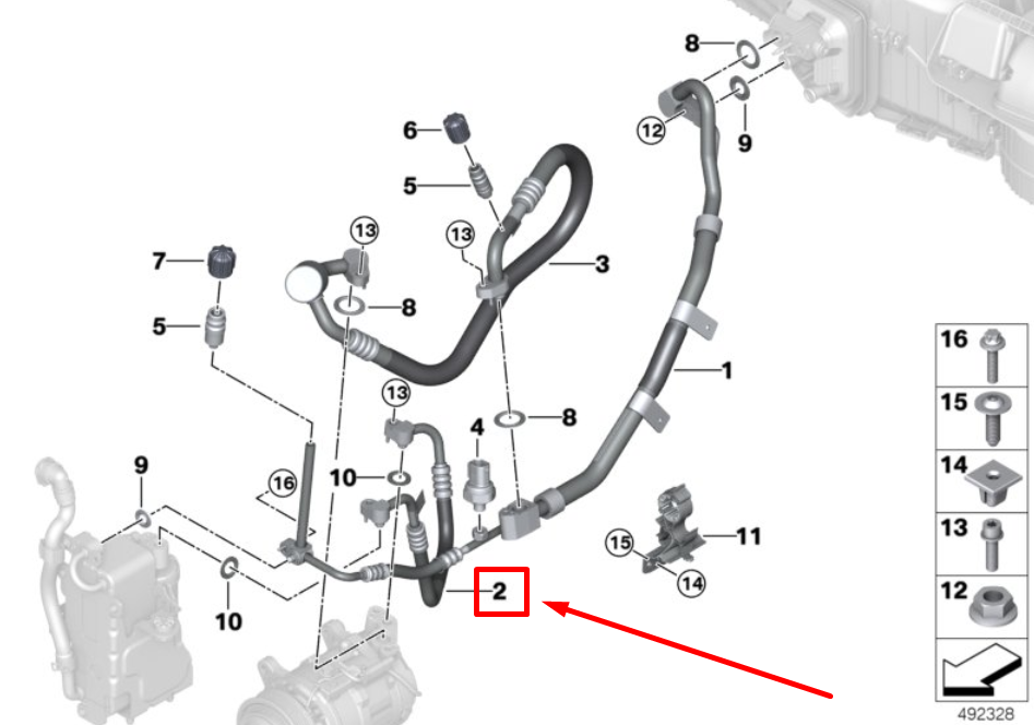 BMW X6G06 Compressor-Condenser Pressure Hose 64539354586 9354586 NEW ...