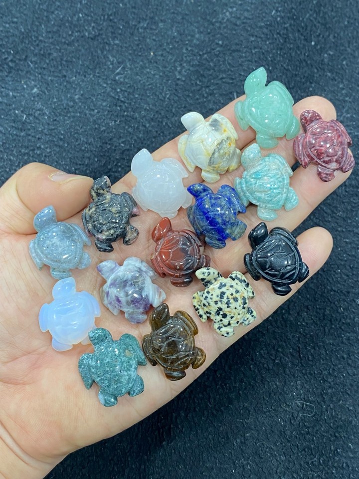 5pc Natural mix Quartz hand Carved Mini Sea turtle crystal Reiki ...