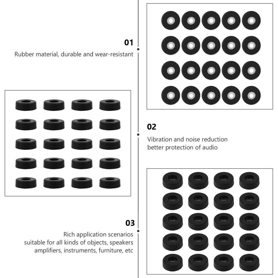 20 Pcs Machine Foot Rubber Anti Vibration Pad Isolator Speaker Stand ...